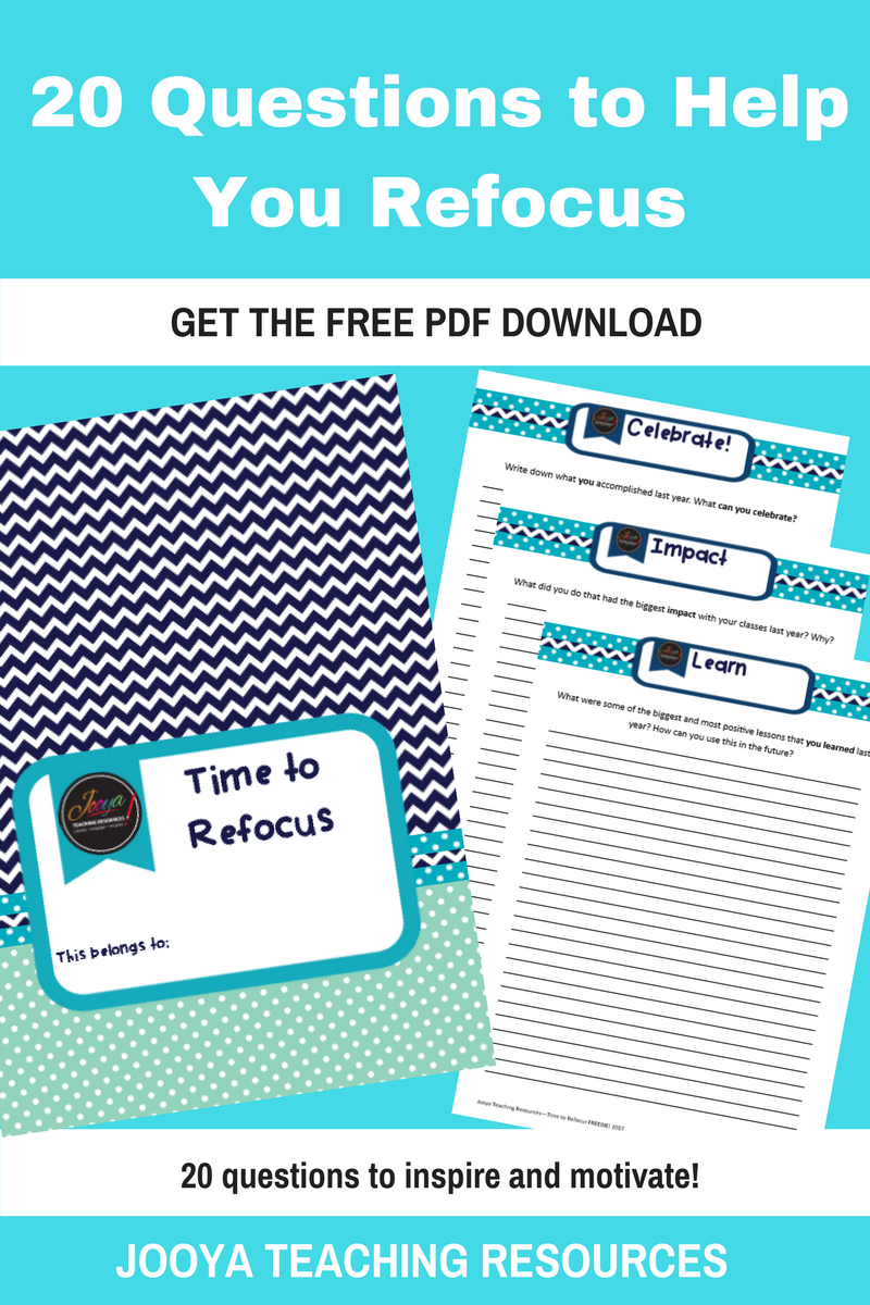 20 Questions to Help You Refocus - Jooya Teaching Resources