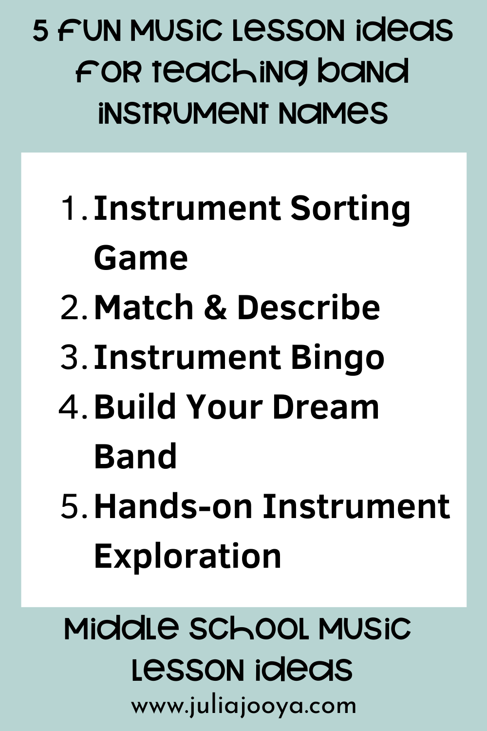 10 Fun Lesson Ideas to Teach Band Instrument Names in Music - Jooya ...